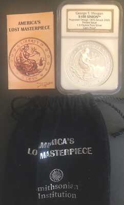 1876 2005 George T. Morgan 1.5Oz Silver $100 Union NGC💥FLAWLESS QUALITY ...