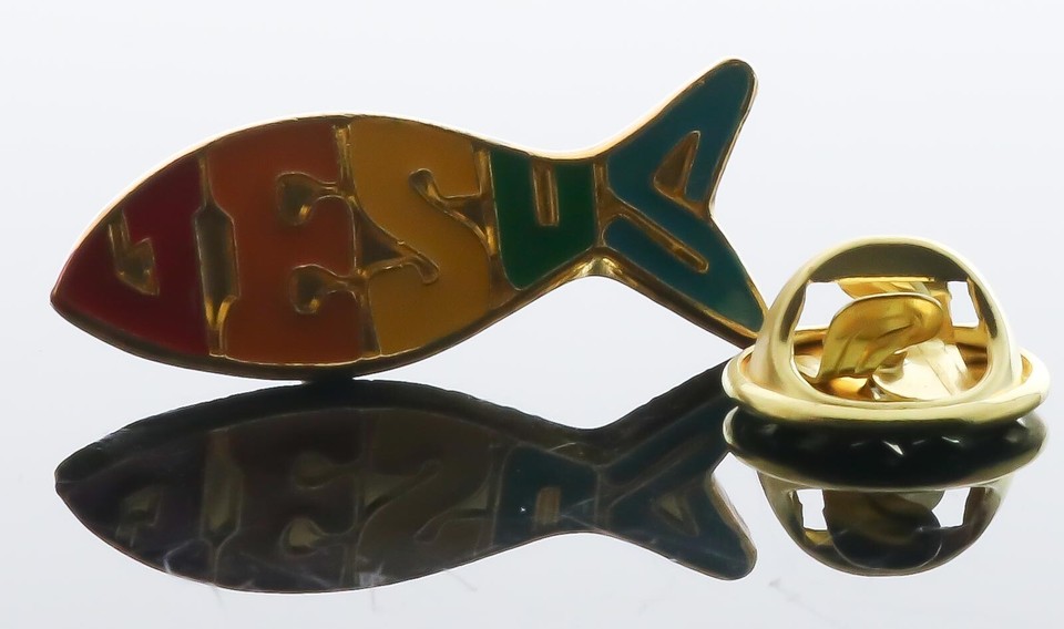 Jesus Fish Ichthys Rainbow Colors Religious Hat or Lapel Pin AK285 ...