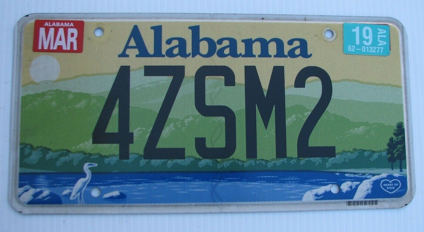 ALABAMA GRAPHIC VANITY AUTO GRAPHIC LICENSE PLATE " 4ZSM2 " 4 ZSM 2 4 Z ...