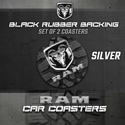 Car Coasters, Ram 1500 Car Coasters, Ram Accessories - Silver - Rubber ...