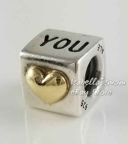 Retired I LOVE YOU Authentic PANDORA 2 Tone Silver/14k GOLD Heart Charm ...