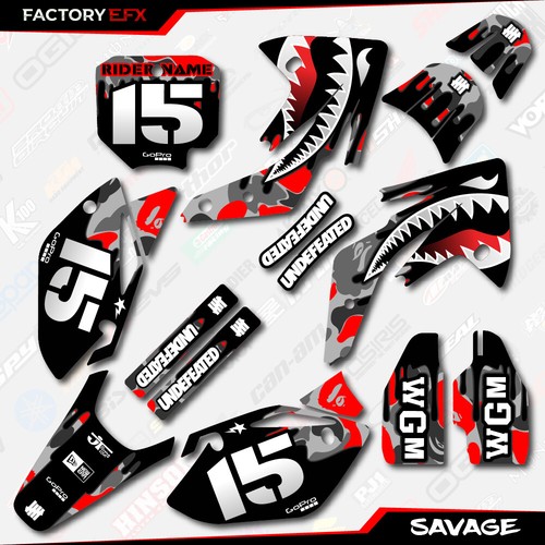 Gray & Red Savage Camo Racing Graphics Kit fits Honda CRF150R 07-25 CRF ...