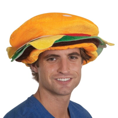 Hamburger Hat Costume Burger Cap Funny BBQ Food Prop Cheese ...