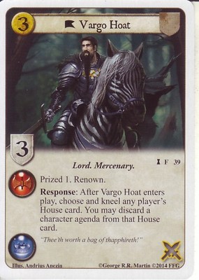 3 x Vargo Hoat AGoT LCG 1.0 Game of Thrones The Champion's Purse 39 | eBay