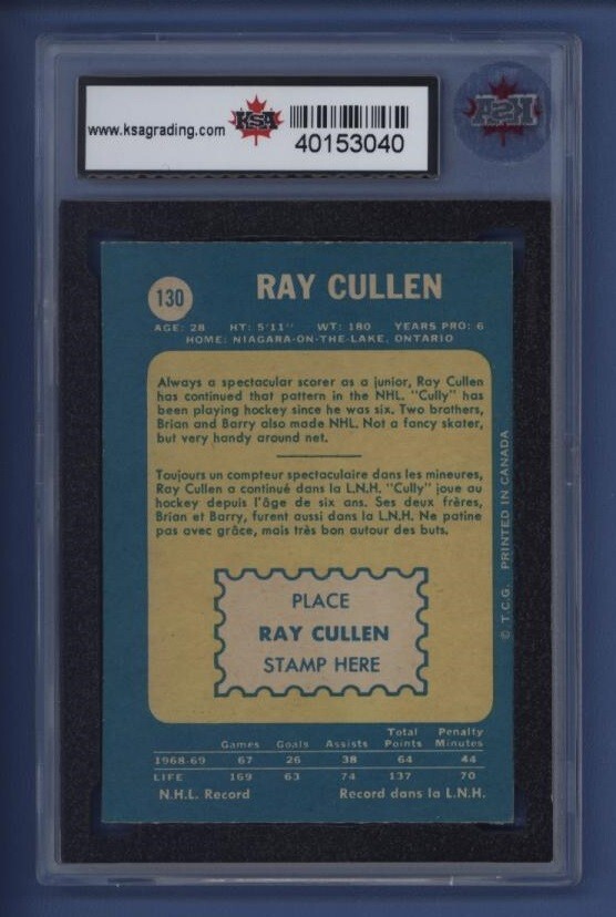 1969-70 OPC O-PEE-CHEE #130 RAY CULLEN KSA 8 NMM Minnesota North Stars ...