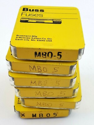 Lot of 28 Bussmann MBO5 Fast Acting 5 Amp 1/4" x 1-1/4" Ceramic Fuses ...