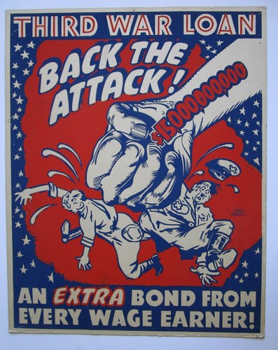 WW2 vintage original Back The Attack Bond Drive Anti-Axis Poster ...