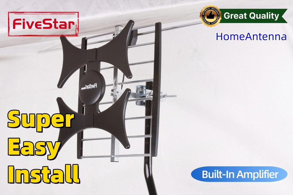 Fast Install Indoor Outdoor HDTV Antenna 4K 1080P Built-in Amplifier ...