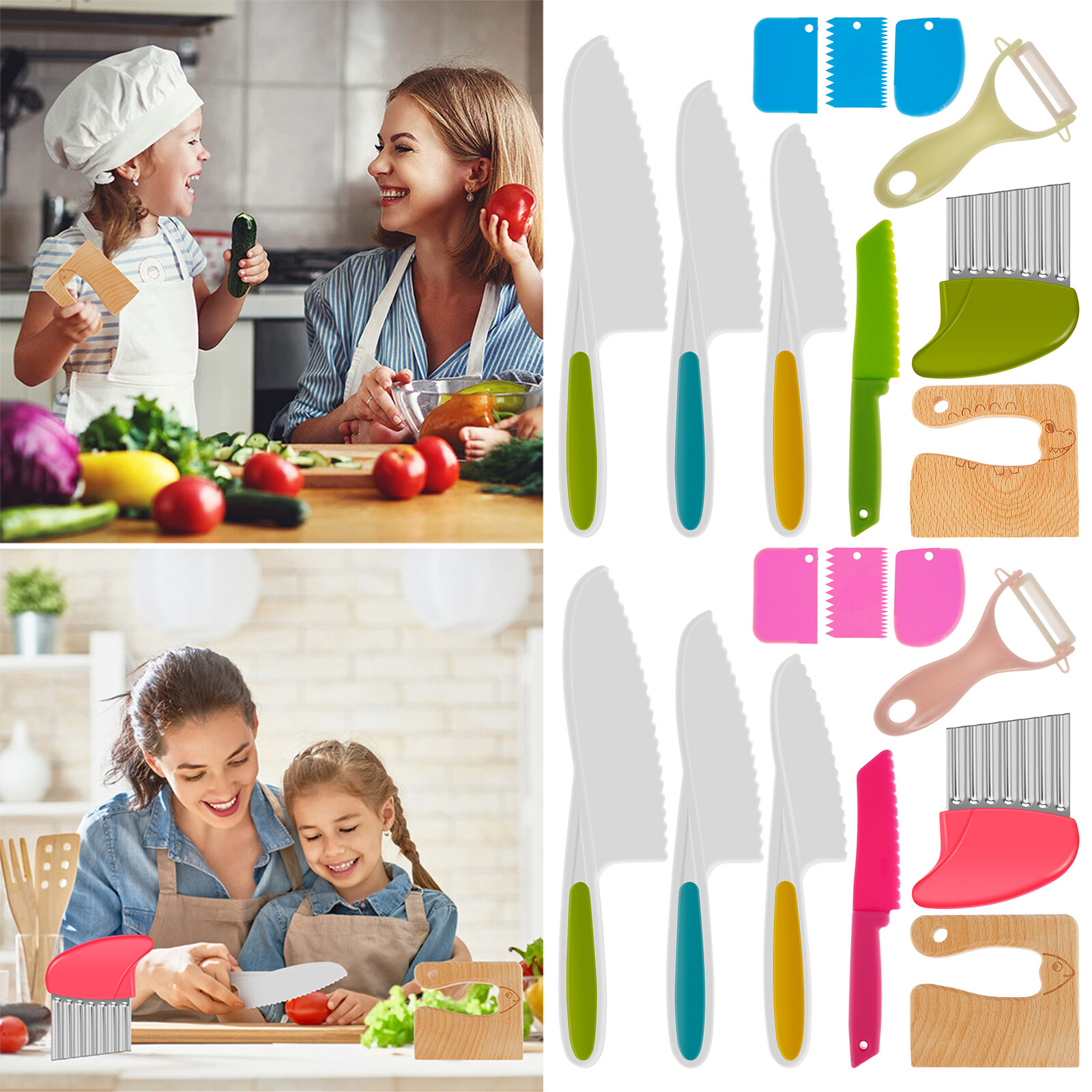 8Pieces Kids Cooking Cutter Set Montessori Kitchen Tools Safe Cutting ...