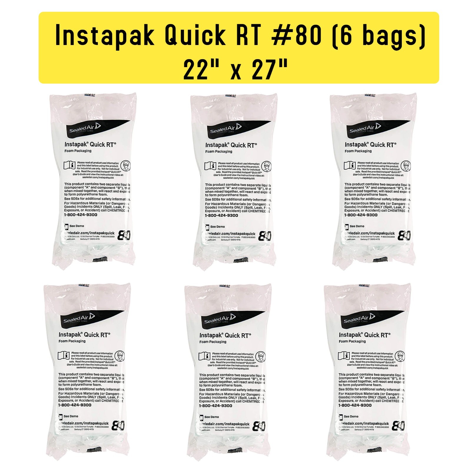 Instapak Quick RT #80 Sealed Air Quick Packing - 6 bags 22" x 27" | eBay