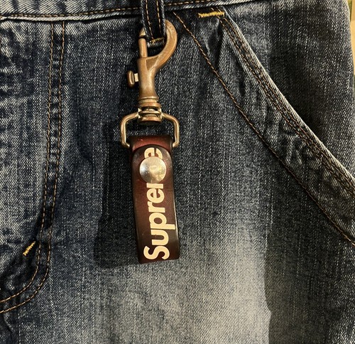 Supreme Logo Red Leather Key loop FW21 | eBay