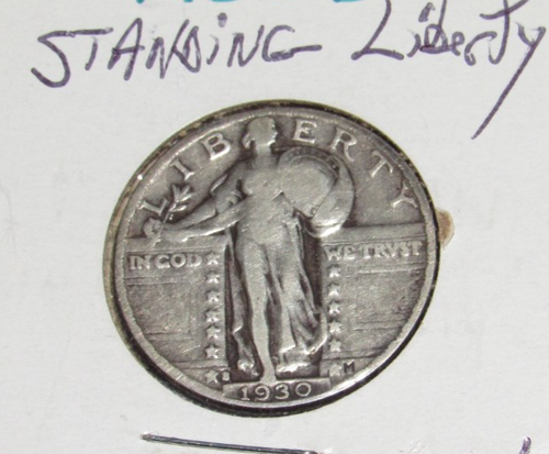 SLQ 1930 s San Fran. Mint Silver Standing Liberty Quarter Fine ...