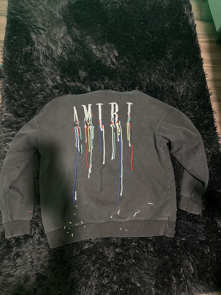 AMIRI Embroidered Paint Drip Core Hoodie with logo black/white size ...