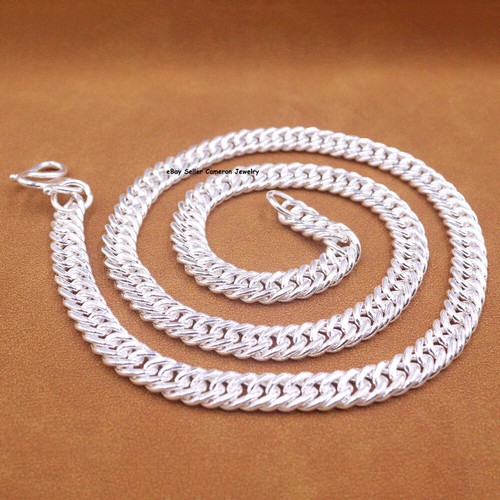 Pure S999 Fine Silver 999 Chain Men 9mm Cuban Curb Link Necklace 100g ...
