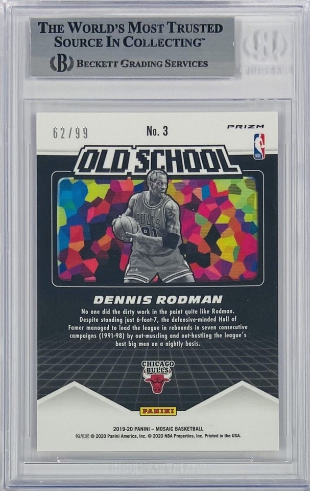 2019-20 Panini Mosaic Dennis Rodman Old School /99 Reactive Blue BGS ...