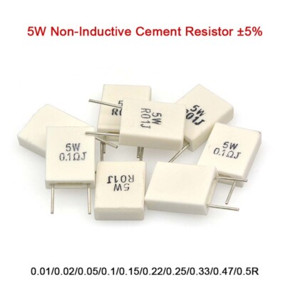 5W Non-Inductive Cement Resistor ±5% Values of 0.01Ohm-0.5Ohm Ceramic ...