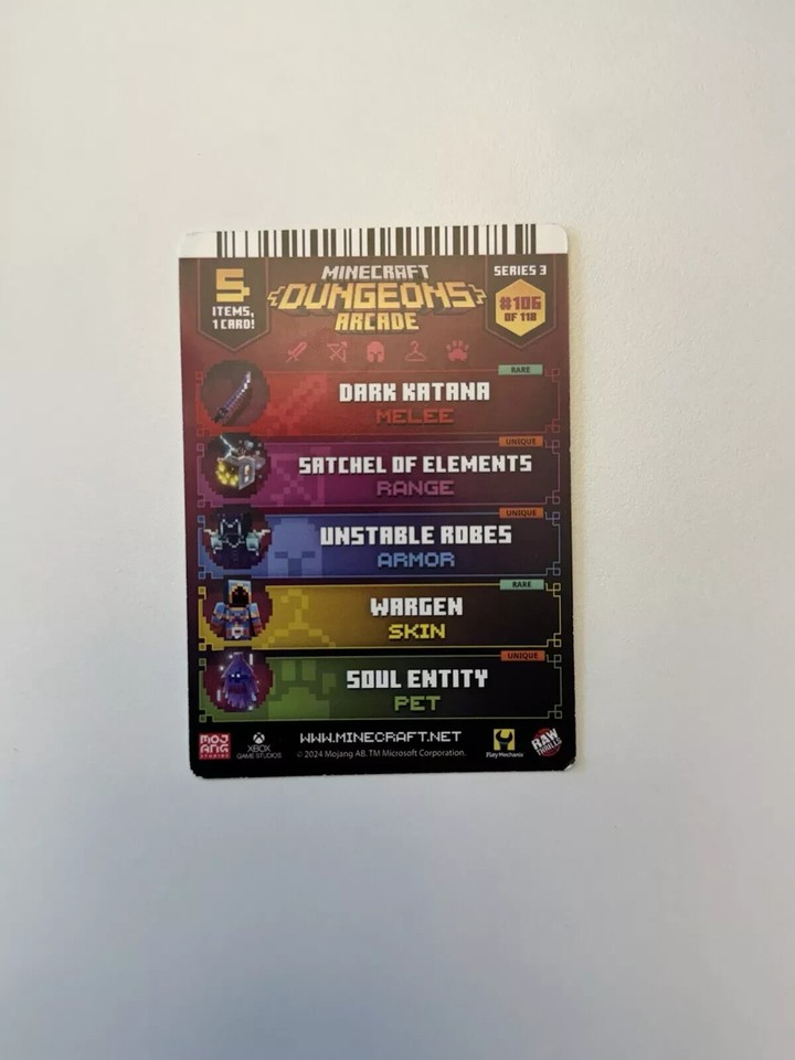 Minecraft Dungeons Arcade Series 3 (#106 Hero: Wargen) FOIL Card | eBay