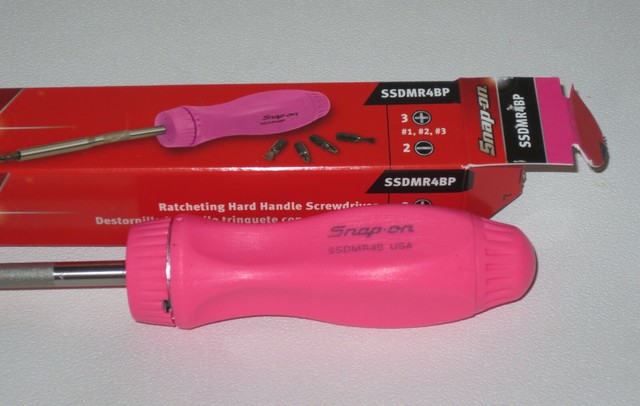 Find Snap On Tools Pink Ratcheting Magnetic Screwdriver With 5 Bits