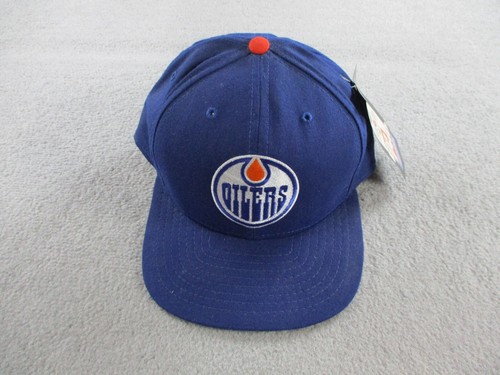 VINTAGE Edmonton Oilers Hat Cap Snapback Blue 80s New Era Pro Model Low ...