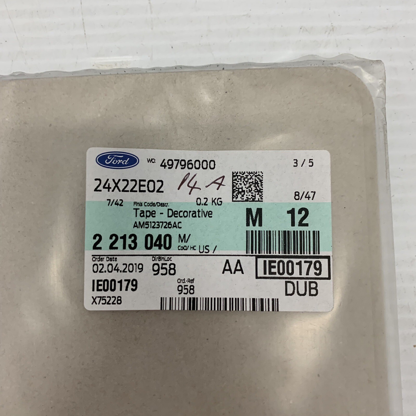 Genuine Ford TRANSIT Custom 2018 QTR Stone Decal Tape X1 2213040 for ...