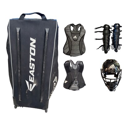 Adidas Baseball Catchers Mask, Chest & Shin Guards & Easton Wheeled ...