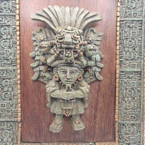 Zarebski Mid Century Mayan Aztec Green Malachite Stone 3D Wall ...