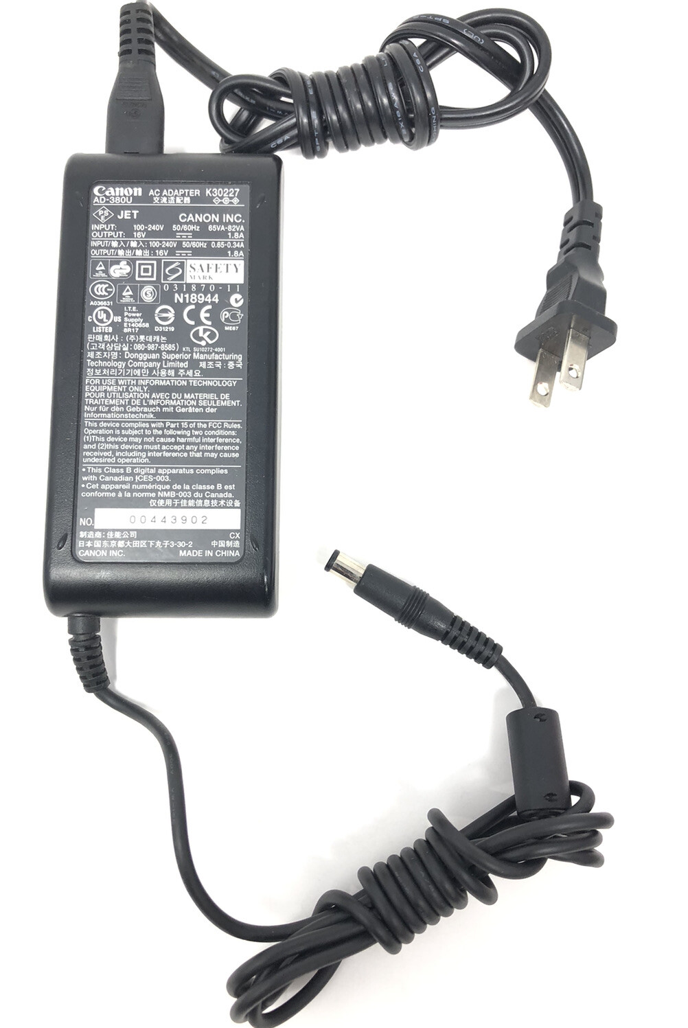 OEM CANON K30227 AC Adapter AD-380U for Canon i70 i80 Mobile Printer ...