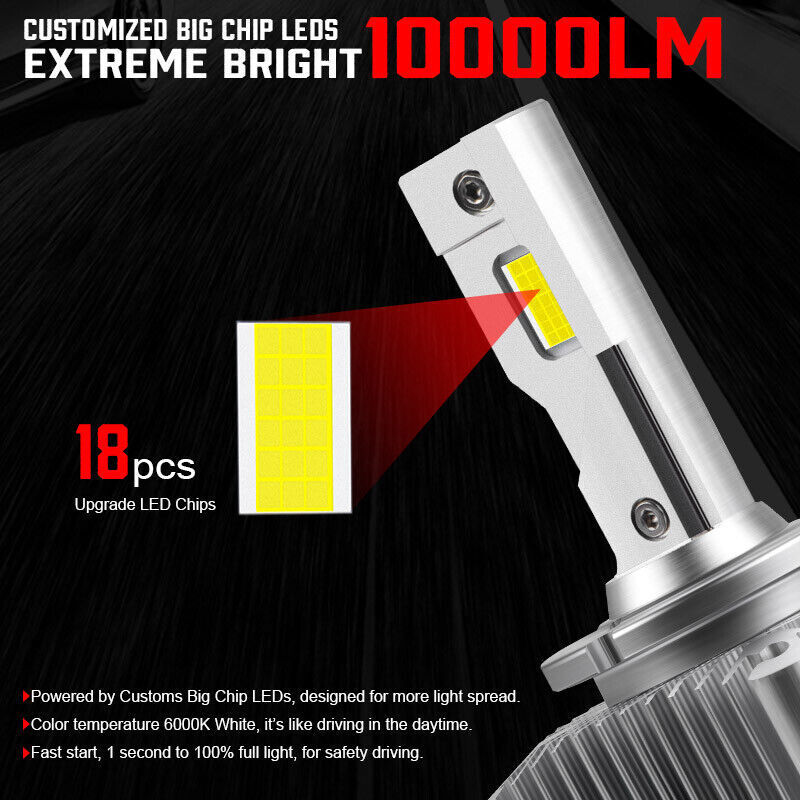 2pcs D1S D1R LED Headlight Bulbs 180W 6000K White Replace Xenon ...