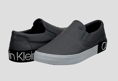 Men's Slip-On Sneaker Shoes Gray Fabric Calvin Klein Ryor Sizes 7 and ...