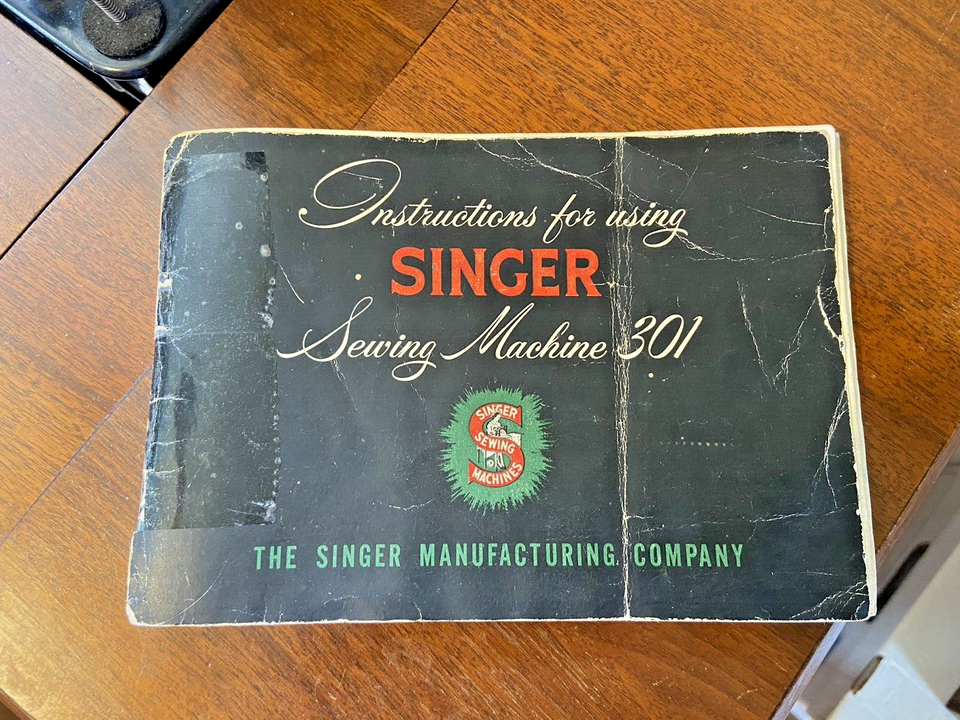 1952 SINGER 301 SEWING MACHINE #65 CABINET STOOL EXCELLENT RUNNING AND ...