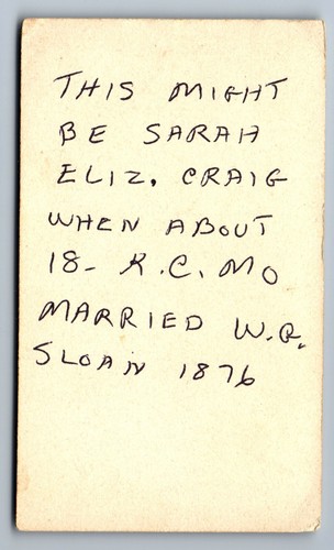 1860'S CIVIL WAR ERA KANSAS CITY, MO SARAH CRAIG, SLOAN CAMERON CDV ...