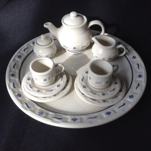 Longaberger CC Miniature Pottery Tea Set with Tray Complete Set Classic ...