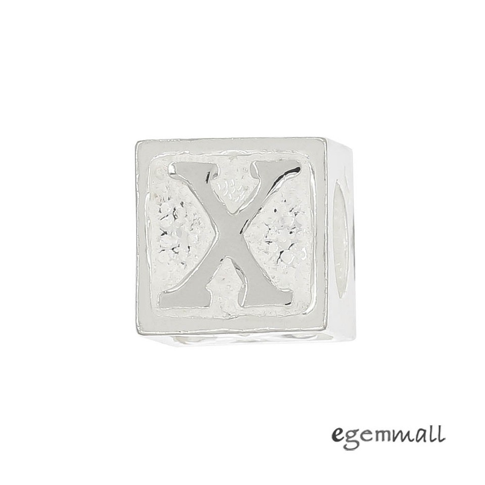 1 Sterling Silver Alphabet Initial Letter Cube Charm Bead Fit European ...
