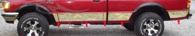 ROCKER PANEL10-PC 8.25" WIDE ALL Stainless FORD RANGER 2D SHORT BED ...