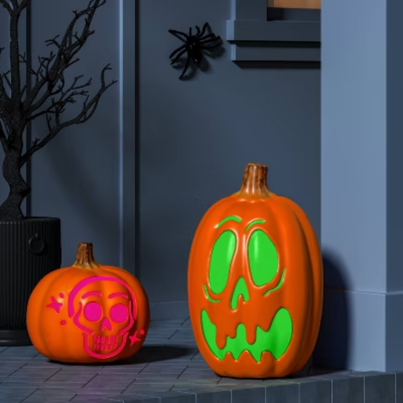 Lit Pumpkin Scared Jack Halloween Decorative Prop with Timer - Hyde and ...