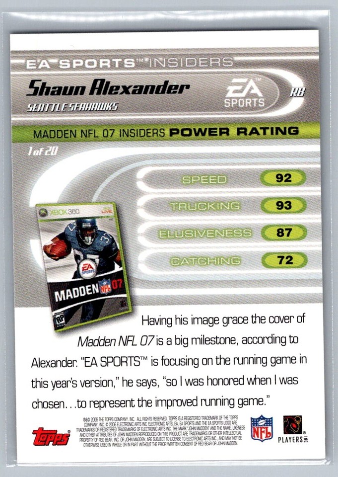 2006 Topps #1 Shaun Alexander EA Sports Madden | eBay