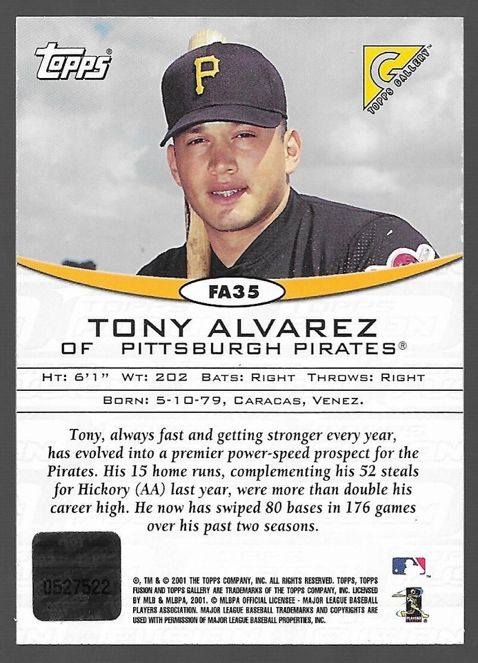 2001 Topps Fusion Tony Alvarez #FA35 Auto Pittsburgh Pirates | eBay
