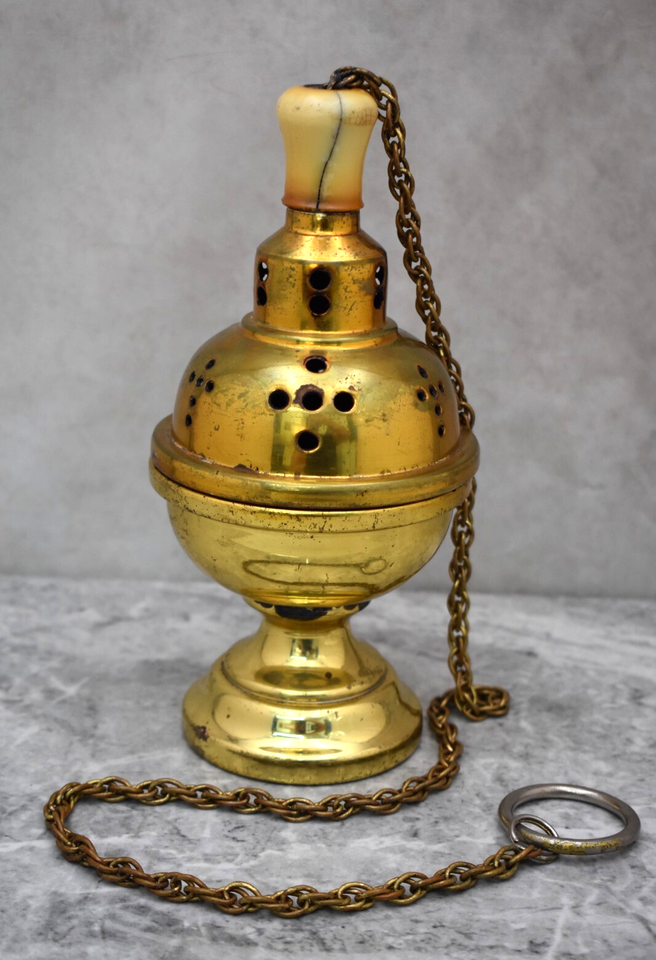 Used Single Chain Church Censer, Thurible, All Brass (CU520) chalice co ...