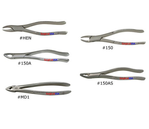 Dental Extracting Forceps Kit of 5 Assorted Types #HEN 150 150A 150AS ...