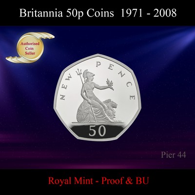 1971 - 2008 Britannia 50p Fifty Pence Coins PROOF & BU ONLY & EEC 50p ...