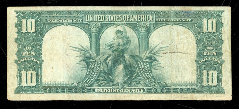 1901 $10 Ten Dollars Legal Tender United States Note Red Seal Bison ...