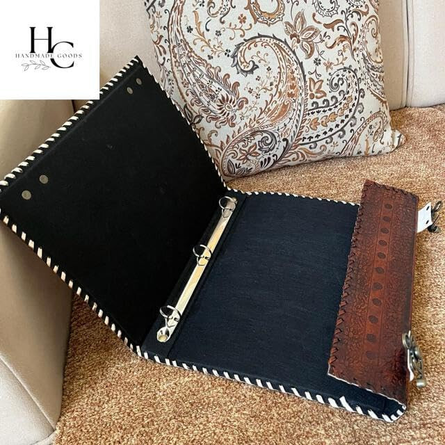 Leather 3 Ring Binder Grimoire leather binder Cover Notebook over size ...