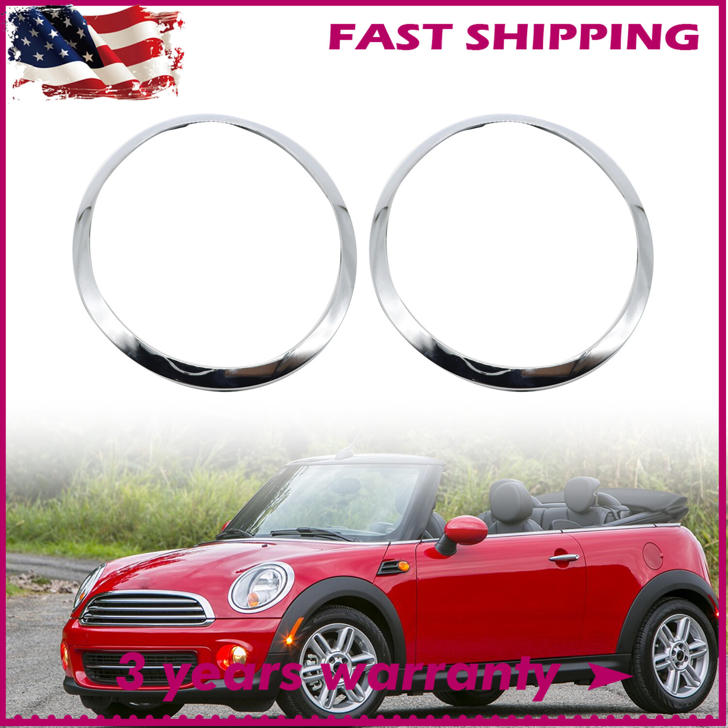 Chrome Headlight Trim Ring Bezel Cover For Mini Cooper R55 R56 2007 ...