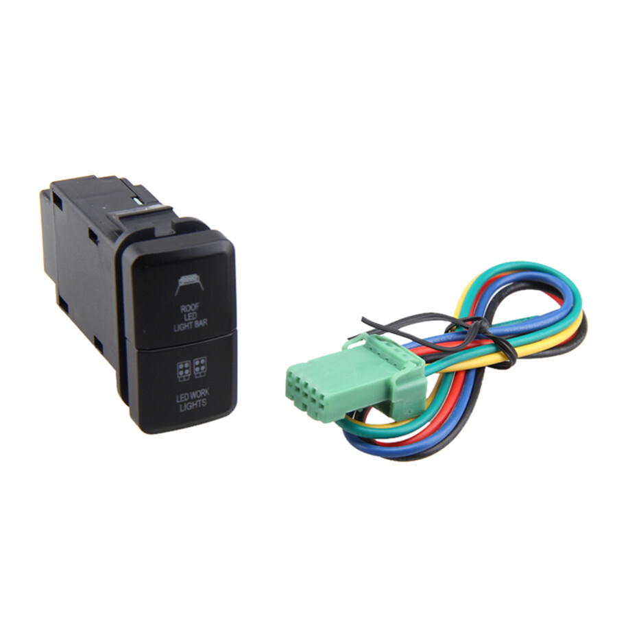 12V 3A Push Switch Dual Color Blue/Green LED Indicator Light For Car | eBay