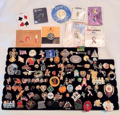 15 oz Lot Untested Lapel Pins Pinback Mixed Metal Disney Star Trek NFL ...