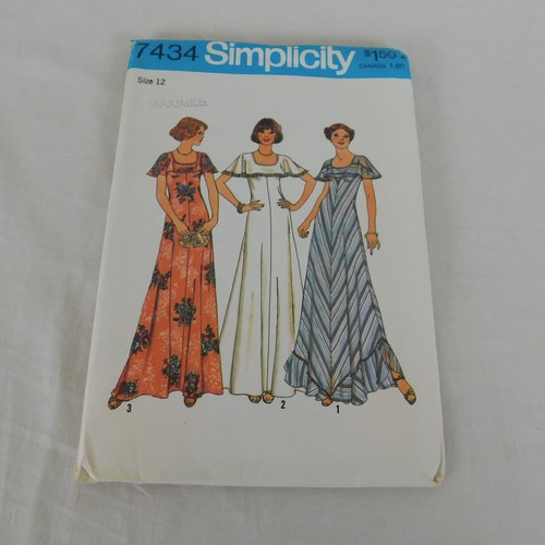 Simplicity 7434 Sewing Pattern Women Floor Length Disco Dress 1976 Size ...