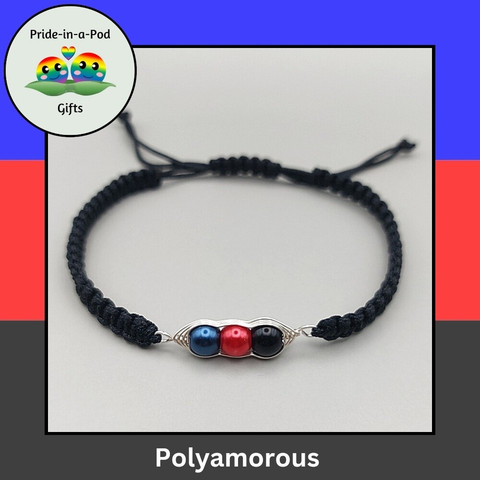 Polyamorous Flag Inspired Pride-in-a-Pod White Braided Bracelet, LGBTQ+ ...