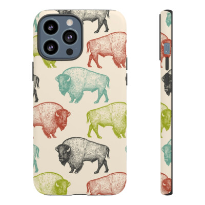 Buffalo Print Phone Case - Bison Pattern, Multicolor, Western, Matte ...