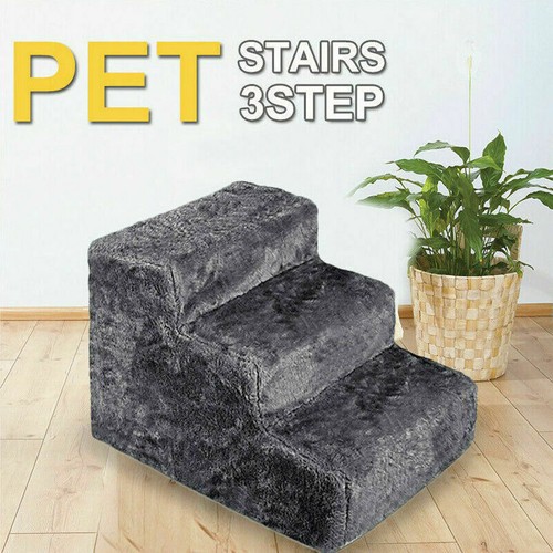 3 Steps Portable Pet Soft Plush Ladder Dog Cat Stairs Ramp Washable ...