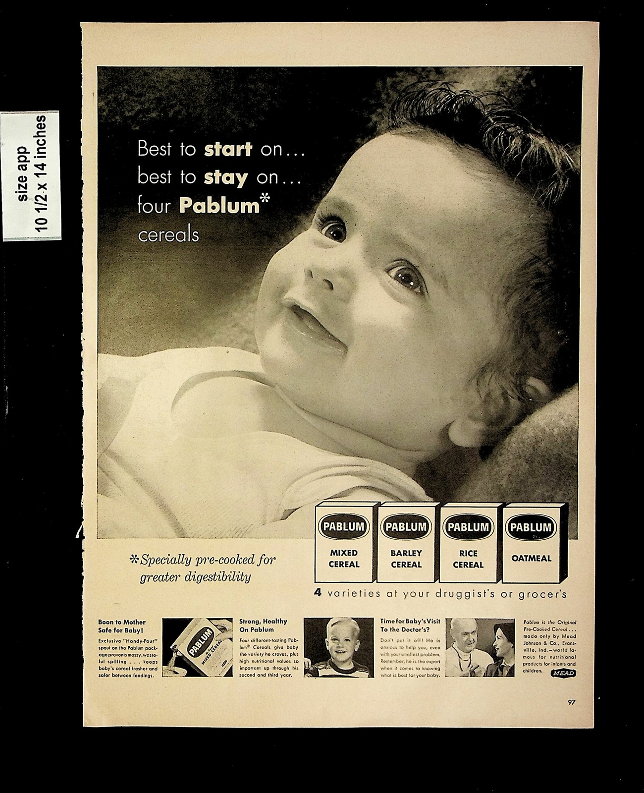 1953 Pablum Cereals Baby Food Vintage Print Ad 9692 | eBay